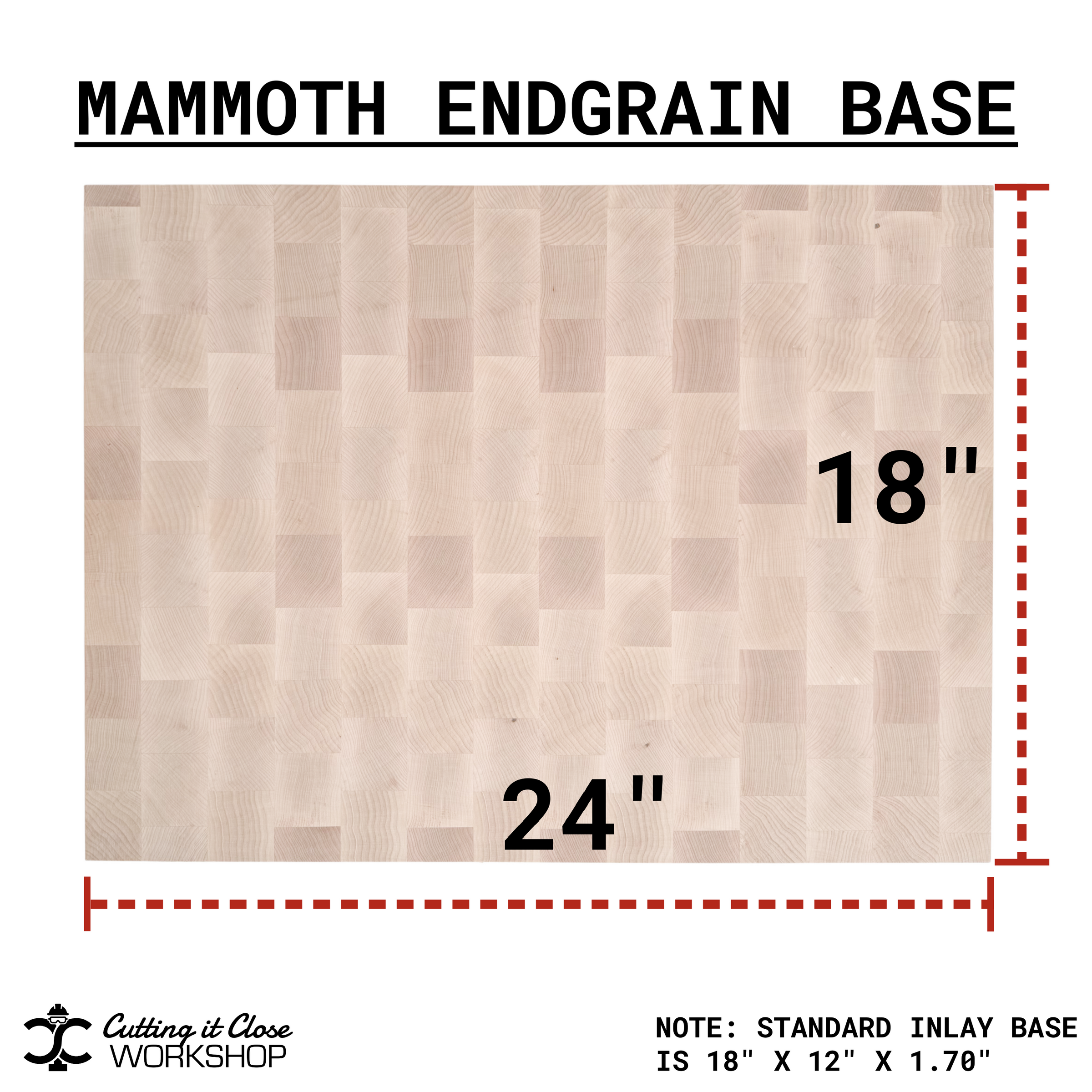 MAMMOTH Endgrain Base (24"x18"x2.25in) — CIC Workshop